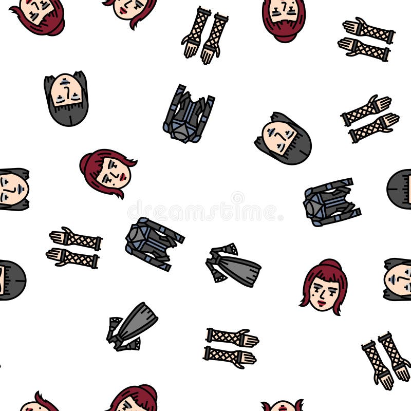 Goth Subculture Punk Gothic Y2k Seamless Pattern Vector Stock ...