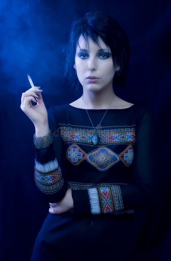 Goth Woman with Cigarette stock photo. Image of cryptic - 1844330