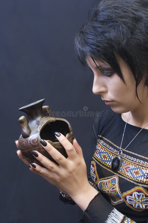 Goth Woman with Pagan Object Stock Image - Image of finger, darkly: 1849113
