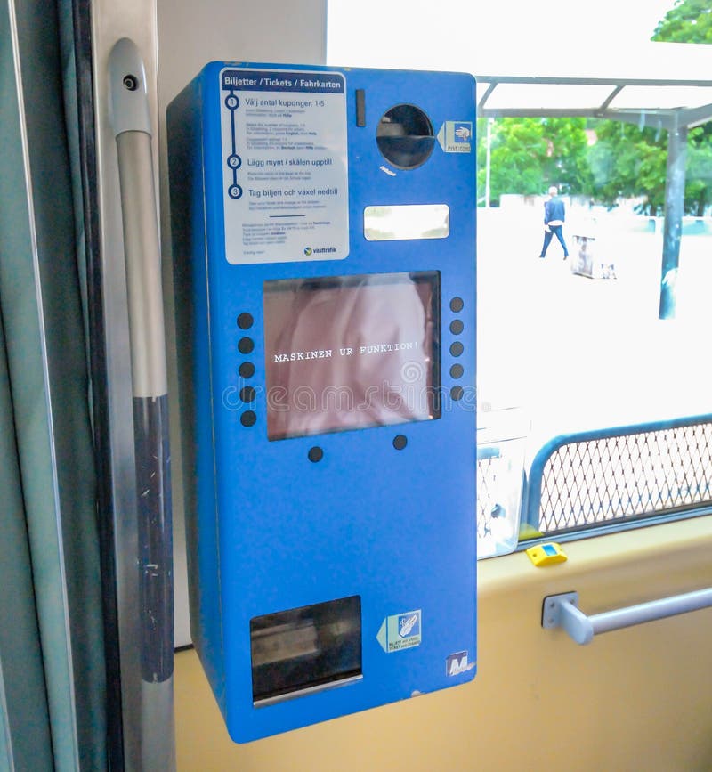 Blue Ticket Machine Aboard a Tram.. Editorial Image - Image of vacation ...
