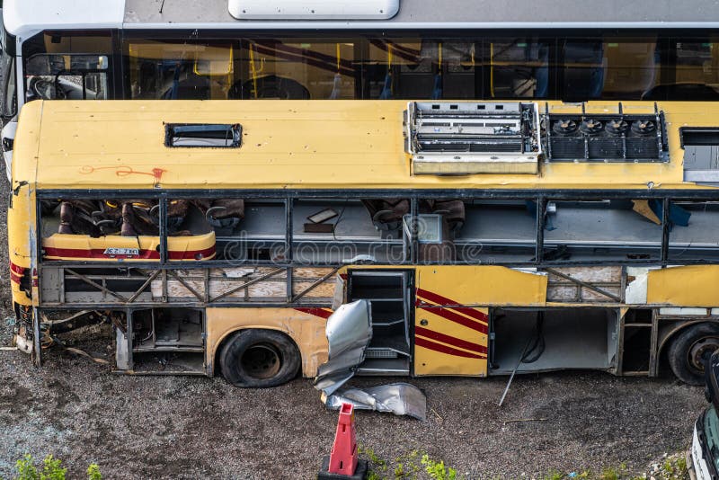 Crashed Buses Used for Training of Rescue Services.. Editorial ...