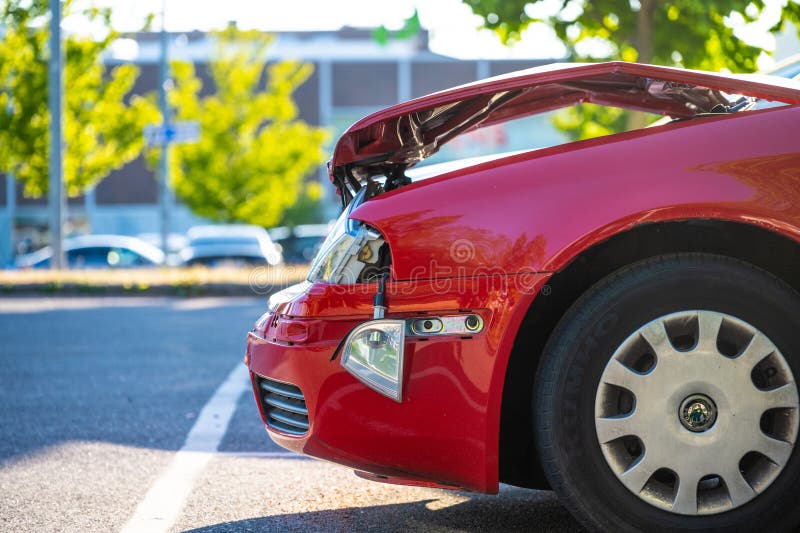 Front of a Crashed Red 2001 Skoda Octavia Car.. Editorial Photography ...