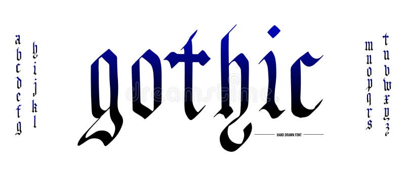 Gothic Alphabet. Medieval Gothic Font with Capitals and Lowercase Caps ...