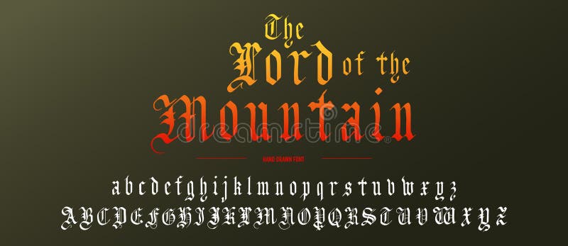 Gothic Alphabet. Medieval Handwritten Typeface in Old Style Made with ...