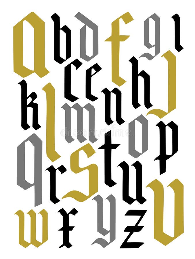 Gothic Alphabet. Medieval Gothic Font with Capitals and Lowercase Caps ...