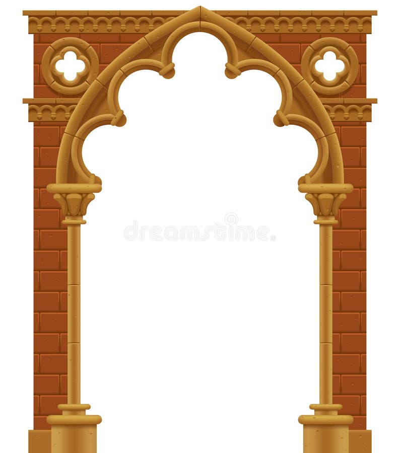 Gothic Arch with a Suspended Signboard Stock Vector - Illustration of ...