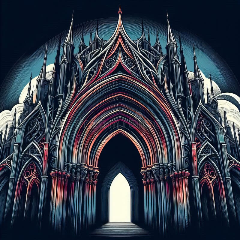 Gothic Arch a Dramatic Architectural Piece with Bold Shading Sha Stock ...