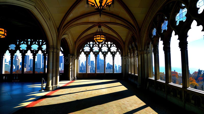 Gothic Arches with Sharp Peaks and Exquisite Stone Patterns, Creating ...