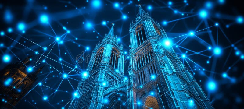 Gothic Architecture and Modern Technology Digital Network Outlining a ...