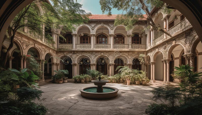 Gothic Architecture and Spirituality Meet in Courtyard Generated by AI ...