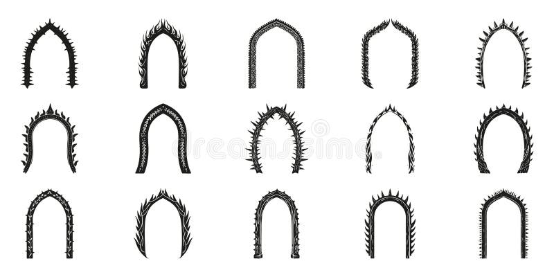 Gothic Archway Designs Set. Decorative Architectural Elements ...