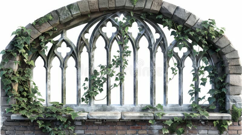 Gothic Archway with Ivy on a Stone Wall in a Serene Outdoor Setting ...