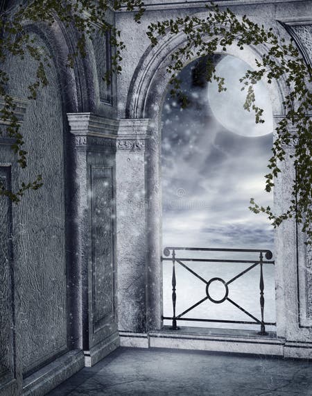 Gothic balcony stock illustration. Illustration of light - 14196224