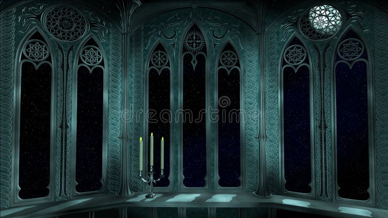 Gothic Balcony with Candles and Roses Stock Illustration - Illustration ...