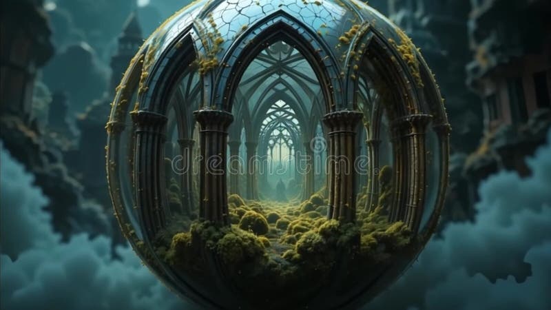 Gothic Biosphere - 4K Enchanted Floating Forest in Architectural Orb ...