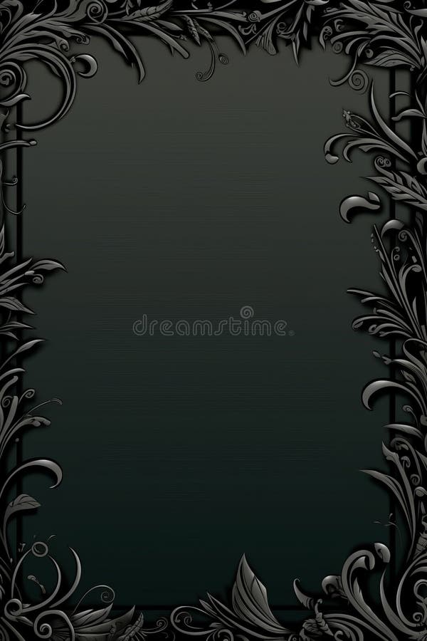 Gothic Black Frame with Flowers and Leaves on a Dark Background Stock ...