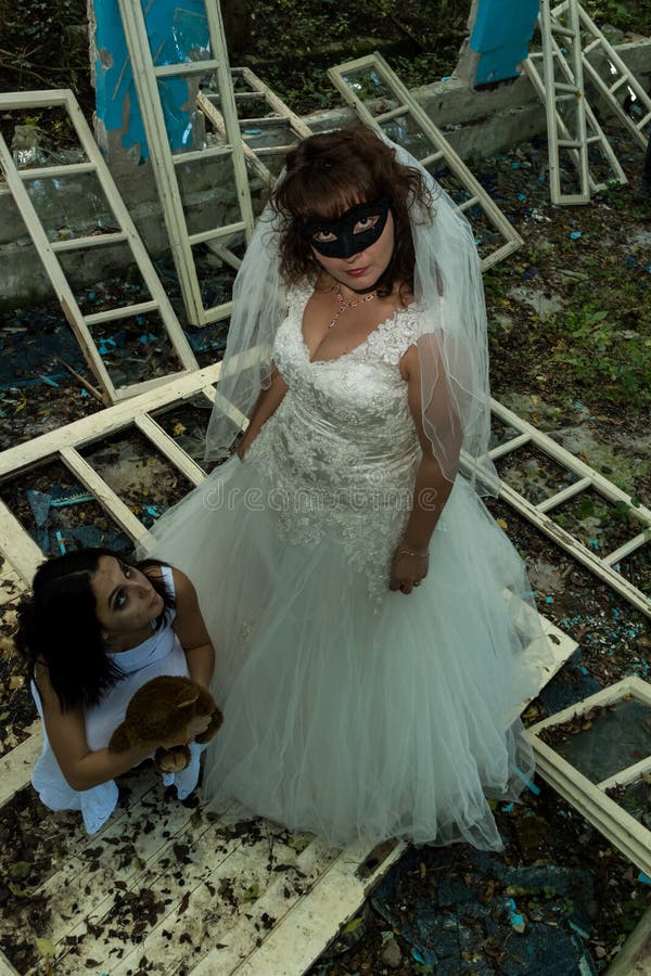 Gothic bride and girl stock photo. Image of affection - 50206630