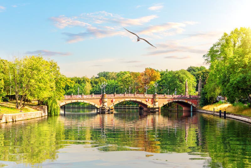 Gothic Bridge Over Spree, Sunny Day Scenery of Berlin, Germany Stock ...
