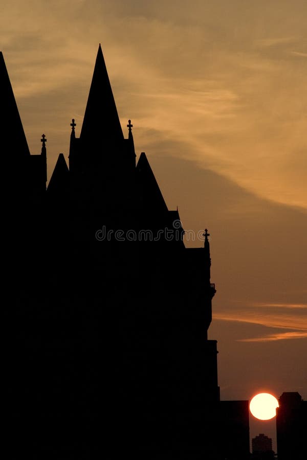 Gothic Building on Winter Morning Stock Image - Image of morning ...