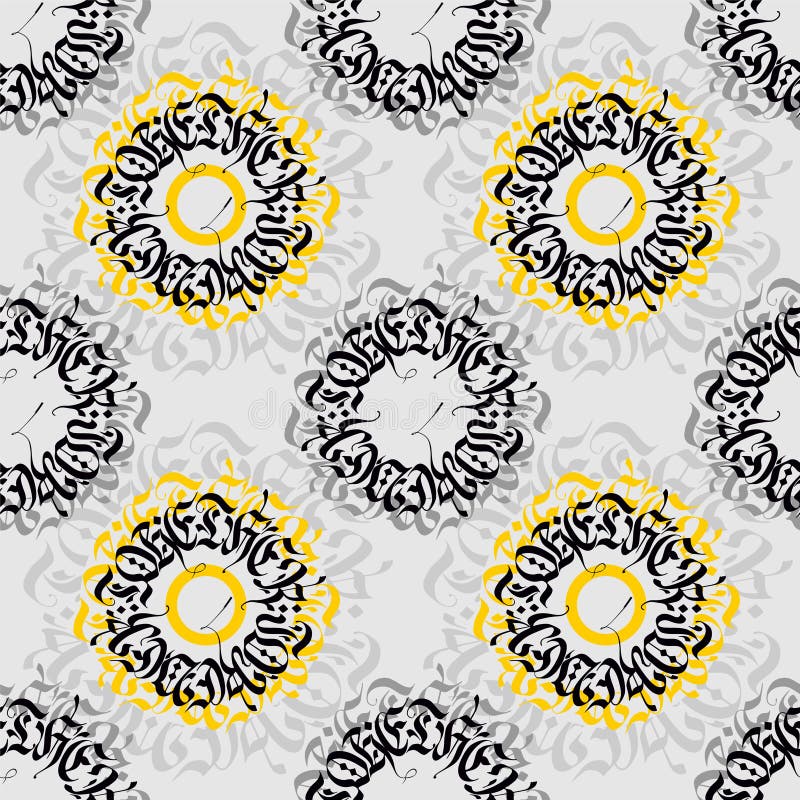 Gothic Seamless Circle. Creative Hand-drawn Gothic Pattern. Font Color ...