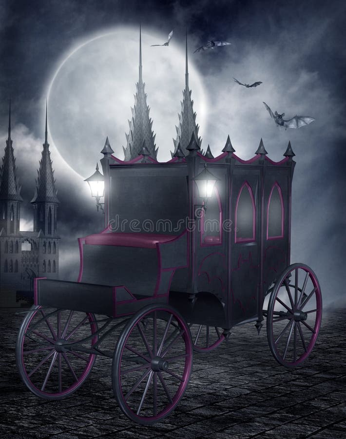 Gothic carriage stock illustration. Illustration of moon - 12561848