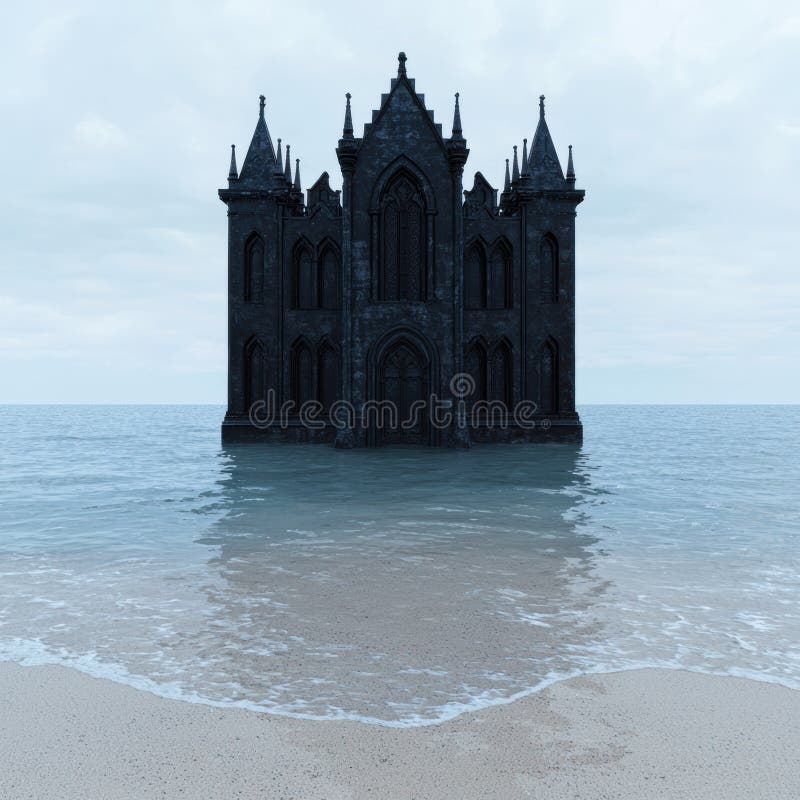 Gothic castle on the beach stock illustration. Illustration of sandy ...