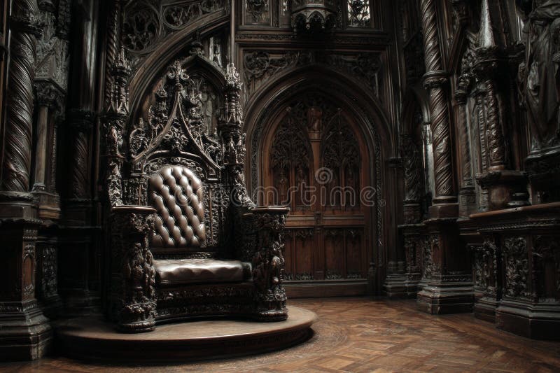 Gothic Castle Hall with Throne. Stock Photo - Image of eerie ...