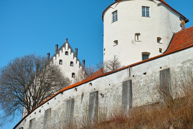 Gothic Castle White Walls Against Blue Sky Stock Photo - Image of ...