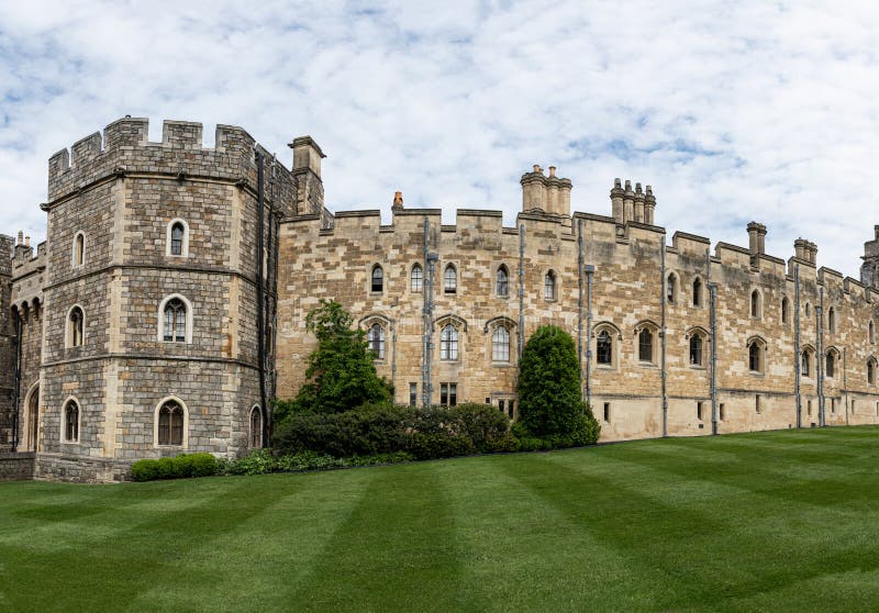 Gothic Castle with Stony Walls and Nice Gothic Windows, England Stock ...