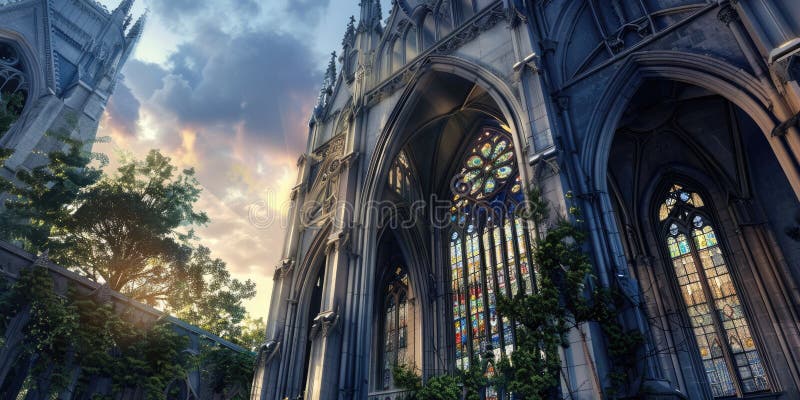 A Gothic Cathedral with an Impressive Backdrop of Ancient Architecture ...
