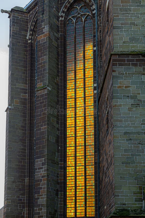 Gothic Cathedral Side Window Lighted by Back Sunlight Stock Image ...