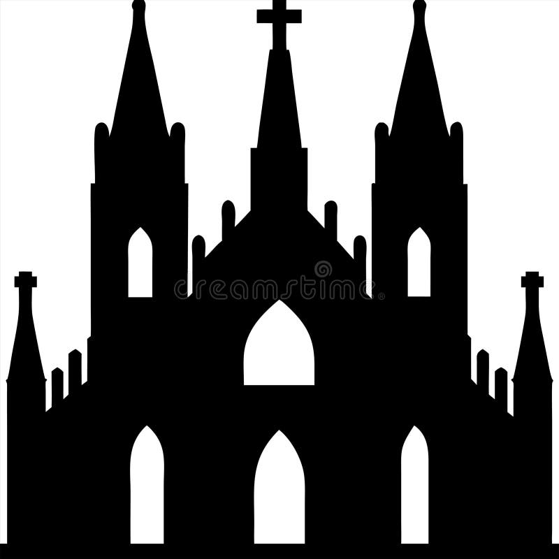 Gothic Cathedral Silhouette Vector Art for Religious Themes and Design ...