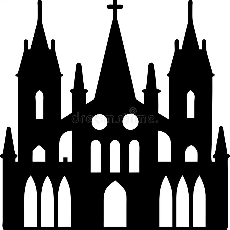 Gothic Cathedral Silhouette Vector Illustration Historic Architecture ...