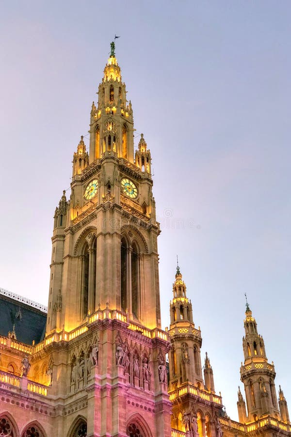 Gothic Cathedral Towers in Sunset Light Stock Photo - Image of classic ...