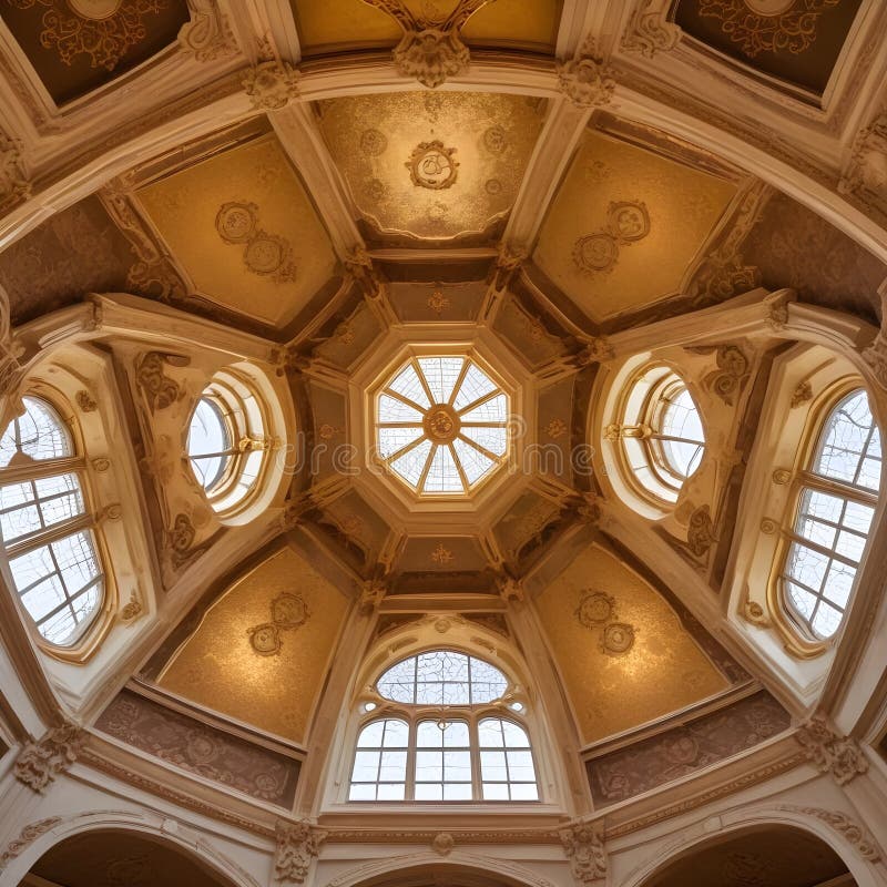 Gothic Catholic Cathedral Church High Interior Dome with Windows Stock ...
