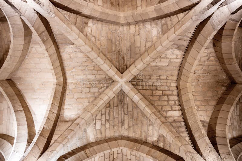 Gothic Ceiling of Main Hall in Conciergerie in Paris Stock Image ...