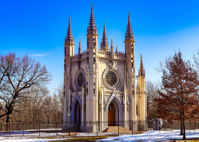 Gothic Chapel in Alexandria Park in Peterhof Stock Photo - Image of ...