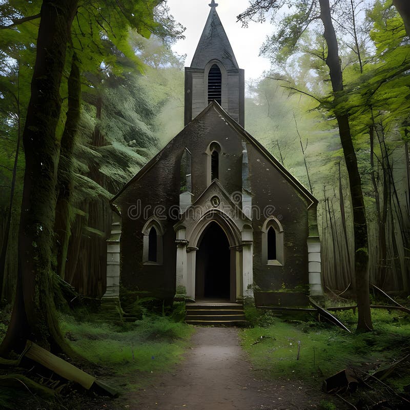 Gothic Chapel in Enchanted Forest Stock Image - Image of gothic, stone ...