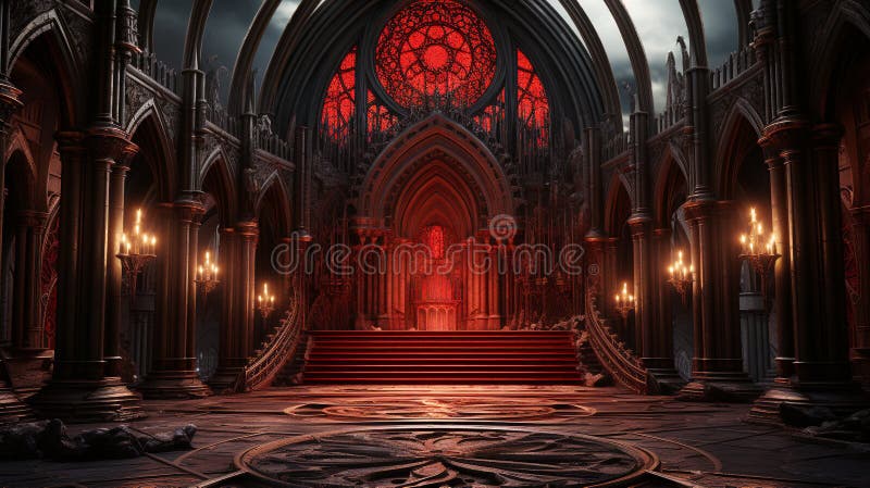 Gothic Chapel with Illuminated Altar and Pew Stock Photo - Image of ...