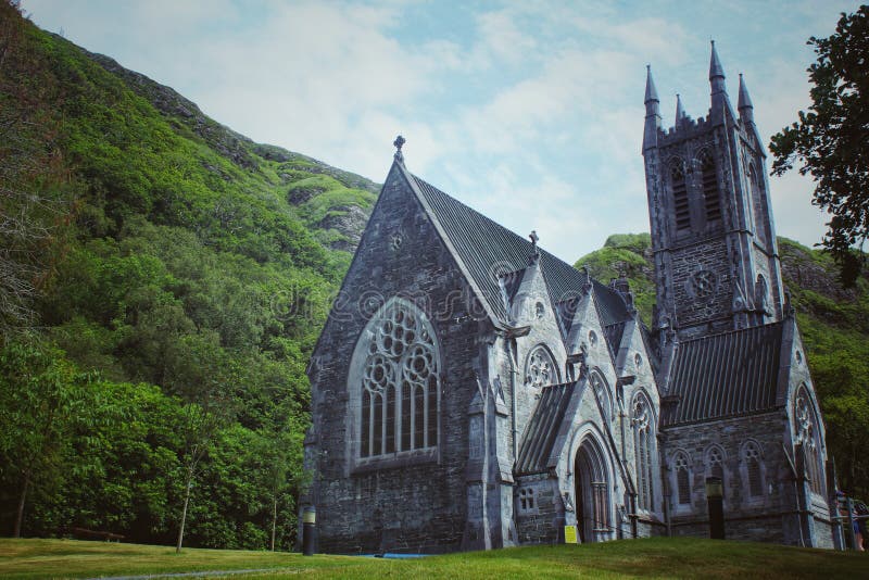 Gothic Church in Kylemore Abbey Editorial Photography - Image of ...