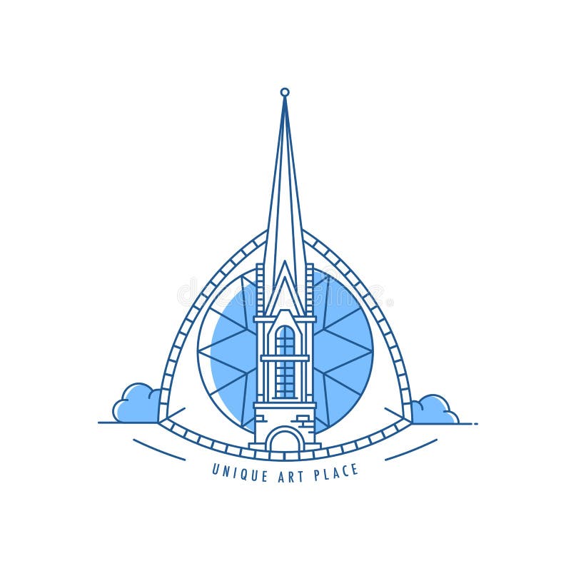 Gothic Church line art stock vector. Illustration of line - 90875550