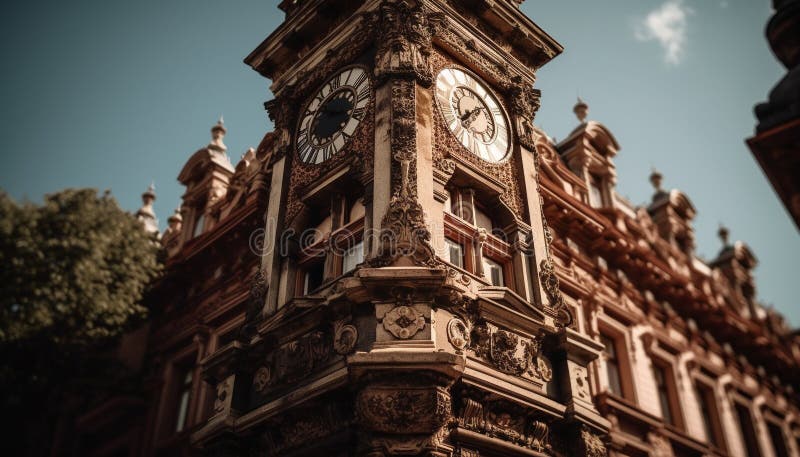 The Gothic Clock Tower Symbolizes the Elegance of Ancient Architecture ...