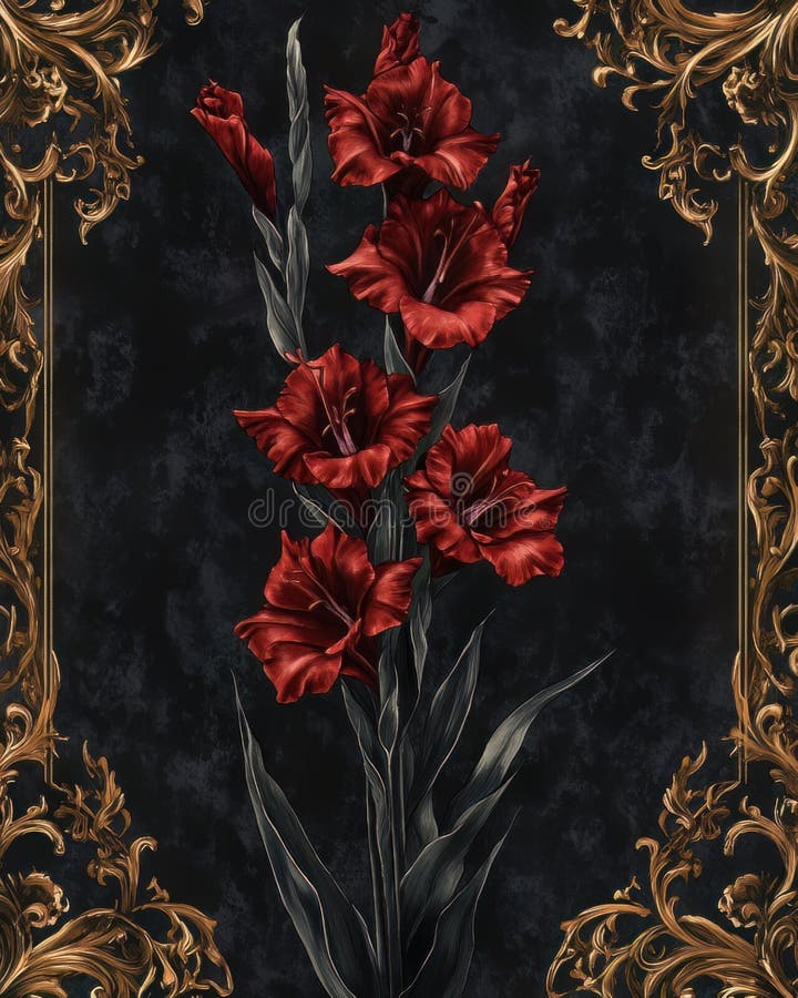 Gothic Cosmos Background with Golden Vine Patterns. Stock Illustration ...