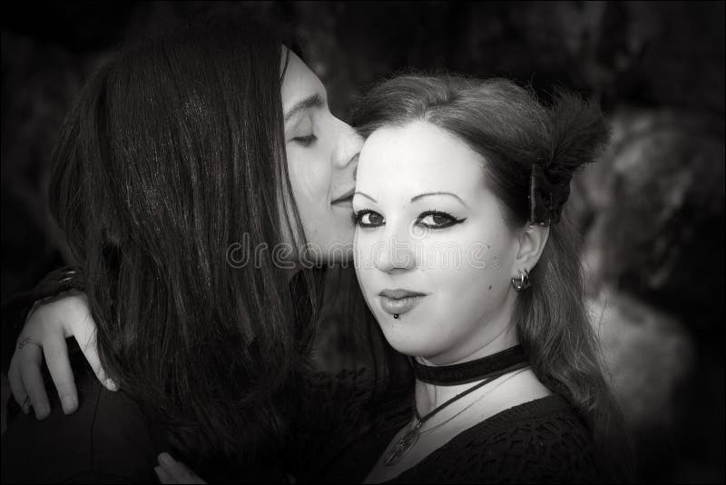 Gothic couple kissing stock photo. Image of glamour, addiction - 25620186