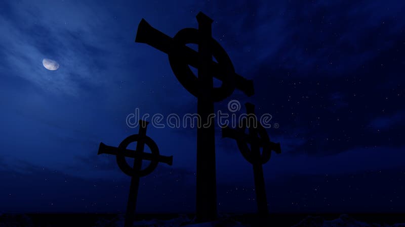 Gothic Cross with Rain Thunder and Flash Stock Illustration ...