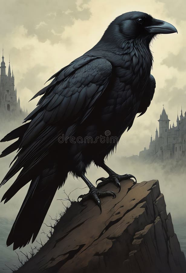 Gothic crow illustration stock illustration. Illustration of symbol ...