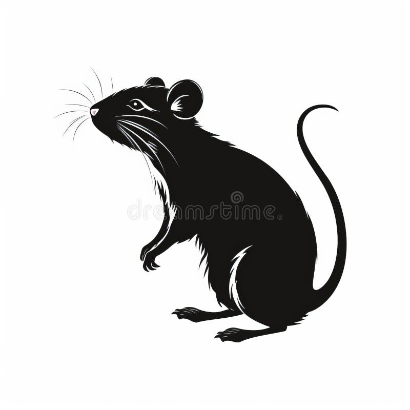 Gothic Dark Intensity: Captivating Mouse Silhouette on White Background ...