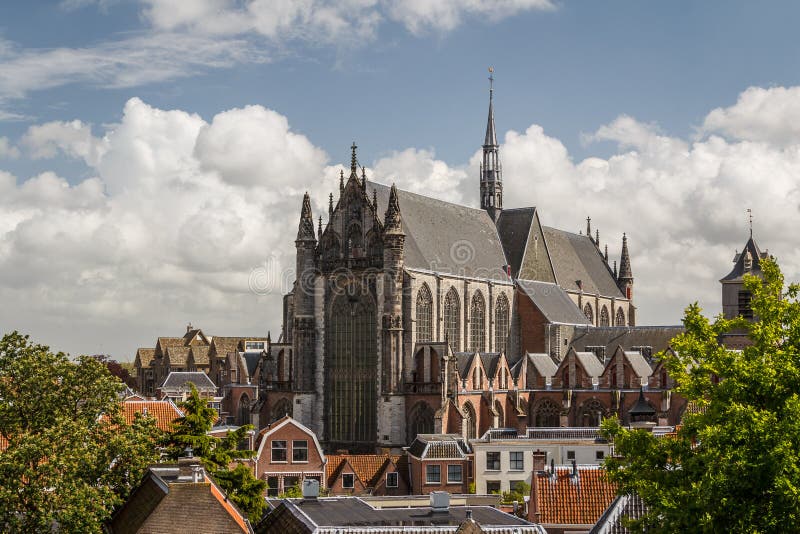 Gothic Details of the Cathedral Church in Leiden Stock Photo - Image of ...