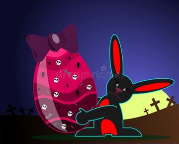 Gothic Easter Bunny in a Cemetery, Cartoon, Goth. Stock Illustration ...