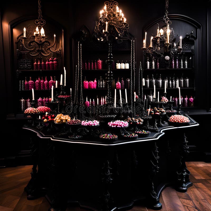 Gothic, elegant candy shop stock illustration. Illustration of edited ...
